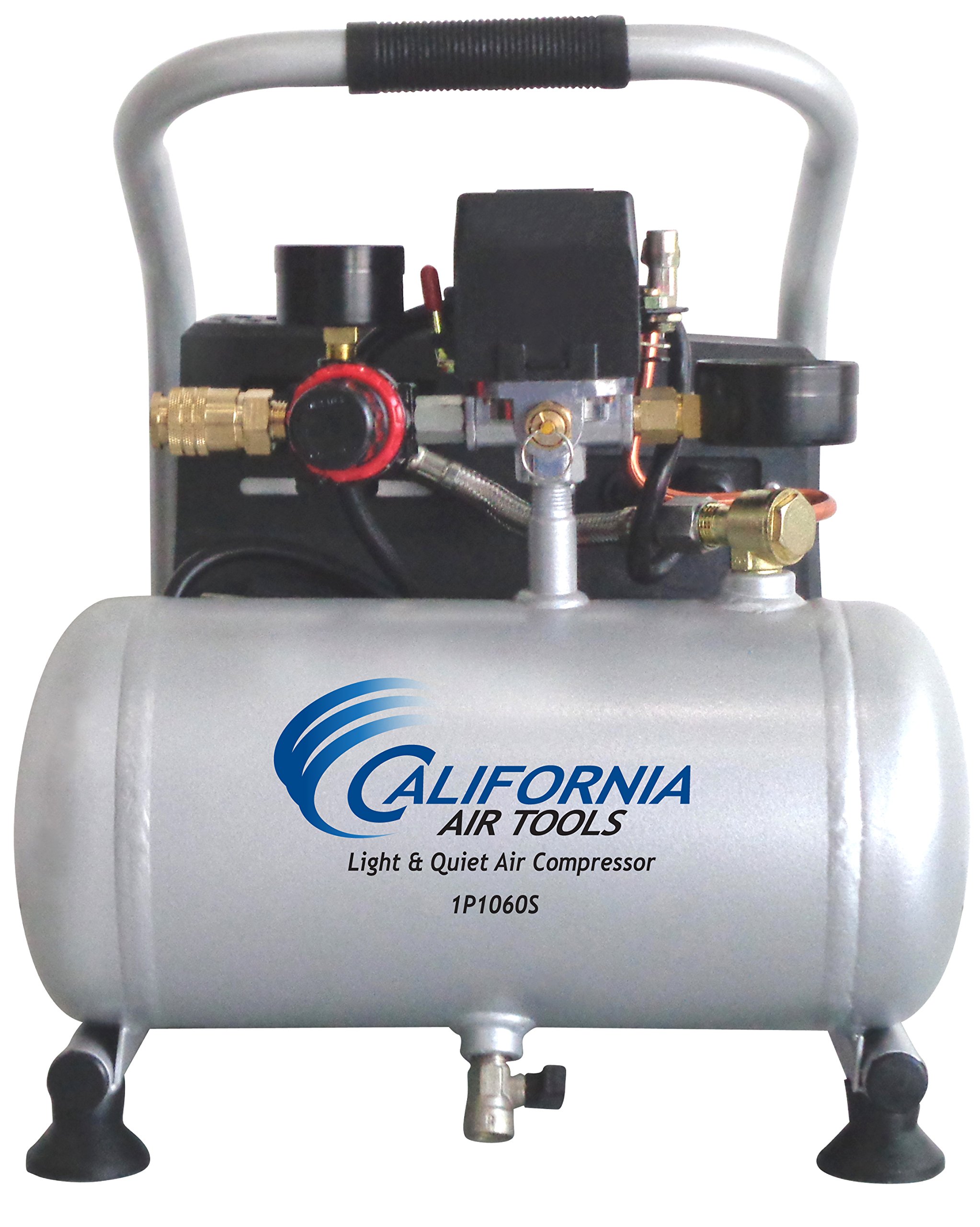 CALIFORNIA AIR TOOLS 255C 2.5 Gallon Pressure Pot for Casting, Blue & CAT-1P1060S Light & Quiet Portable Air Compressor, Silver