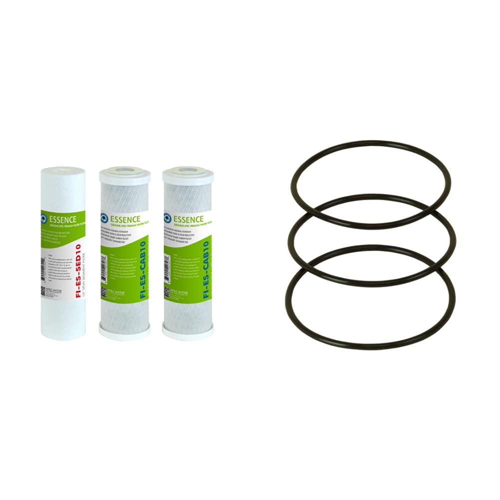 APEC Water Systems FILTER-SET-ES High Capacity Replacement Pre-Filter Set & SET 3 Pcs 3.5" O.D. Replacement O-Ring For Reverse Osmosis Water Filter Housings, 3 Count (Pack of 1), Black