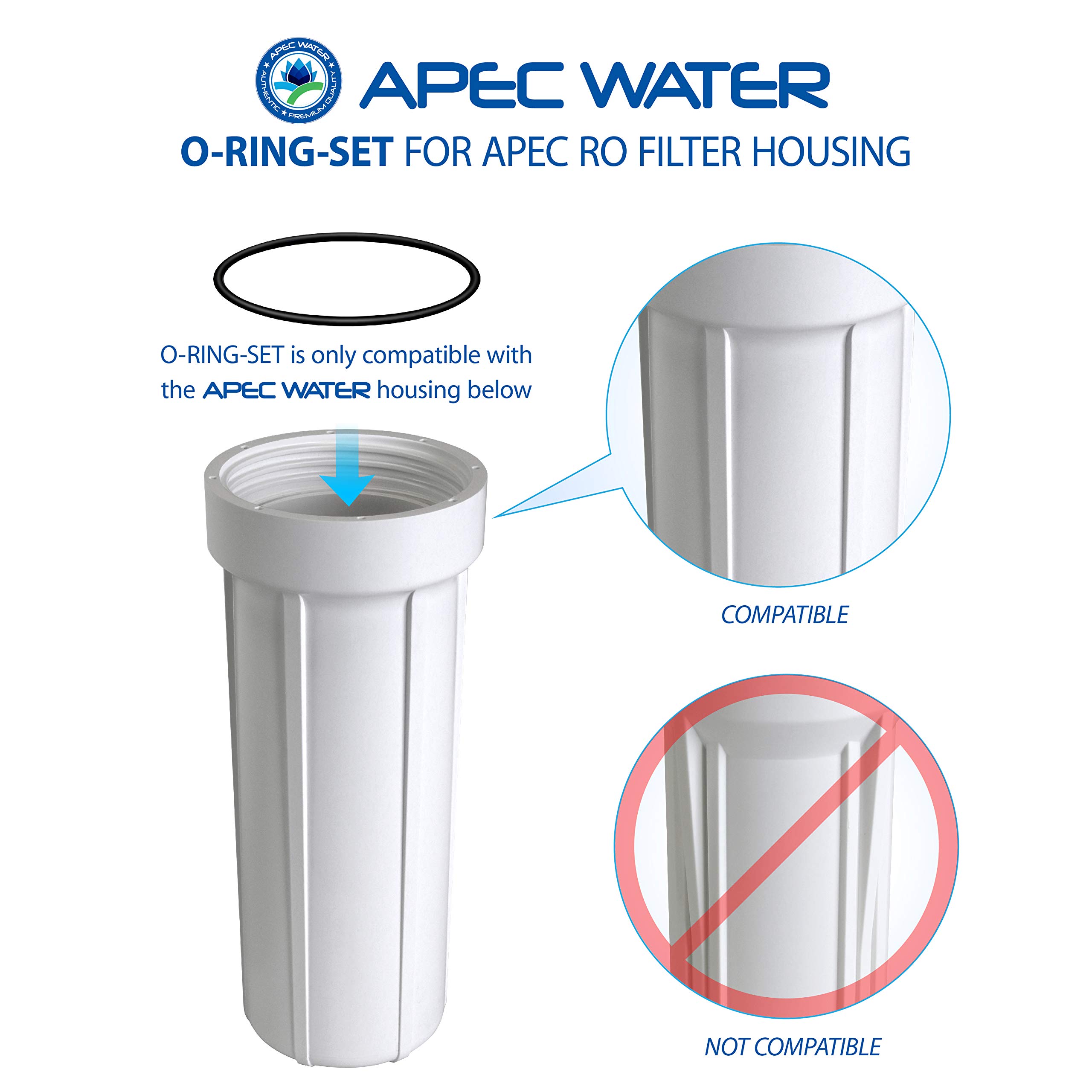 APEC Water Systems FILTER-SET-ES High Capacity Replacement Pre-Filter Set & SET 3 Pcs 3.5" O.D. Replacement O-Ring For Reverse Osmosis Water Filter Housings, 3 Count (Pack of 1), Black