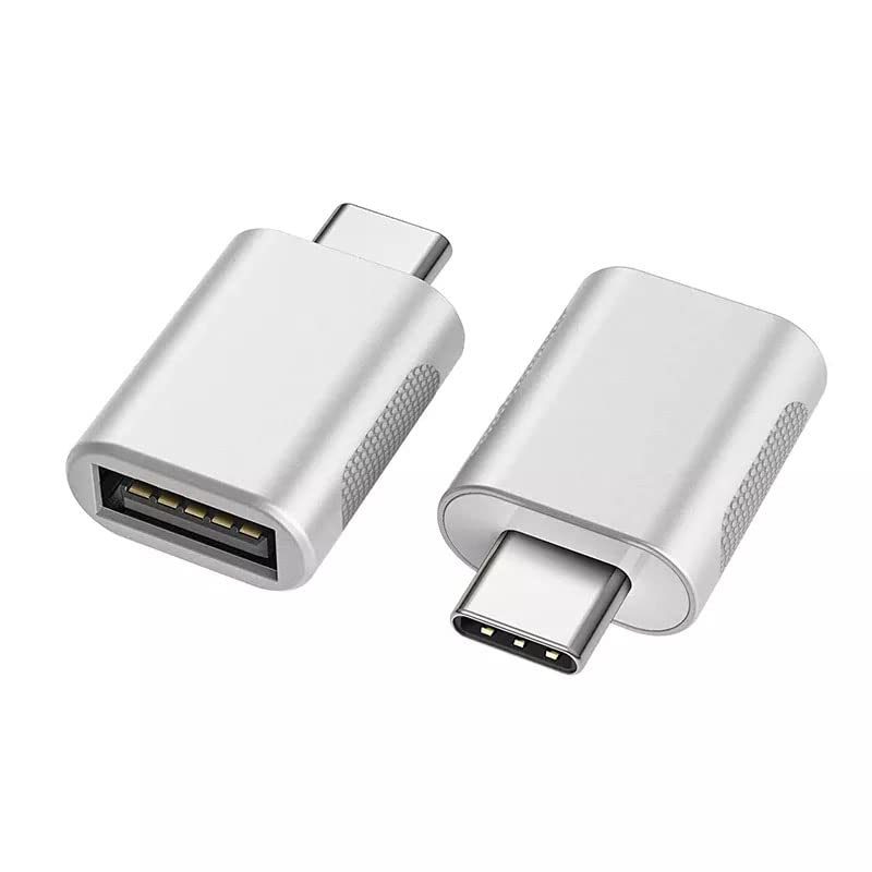 USB to Type-C Connector Adapter USB C Adapter to USB 3.0, USB C to USB Adapter, USB C Adapter, Micro USB Compatable with Laptop, Tablet and Phone with Type-C Connector (2 Pack, Silver)