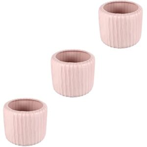 happyyami 3 pcs flowerpot arrangement pot bonsai glazed round gift flower cm mini pink indoor small home nordic pots lovely simple succulent drainage ceramic desk vase french decorative