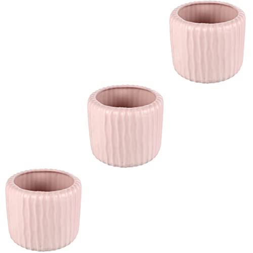 Happyyami 3 pcs Flowerpot Arrangement Pot Bonsai Glazed Round Gift Flower Cm Mini Pink Indoor Small Home Nordic Pots Lovely Simple Succulent Drainage Ceramic Desk Vase French Decorative