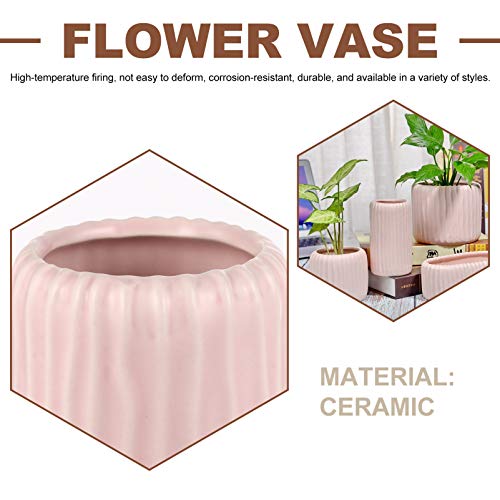 Happyyami 3 pcs Flowerpot Arrangement Pot Bonsai Glazed Round Gift Flower Cm Mini Pink Indoor Small Home Nordic Pots Lovely Simple Succulent Drainage Ceramic Desk Vase French Decorative