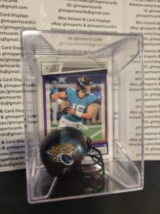 trevor lawrence jacksonville jaguars mini helmet card display case collectible auto shadowbox autograph