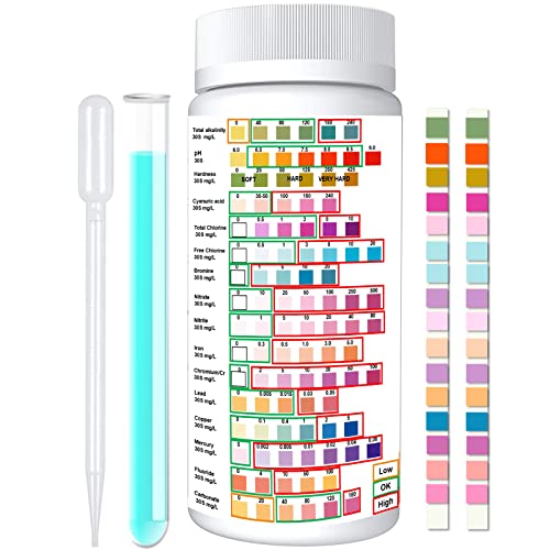 Water Testing Kits for Drinking Water,Hofun 16-Way Home Water Test Kit, Quick & Accurate Water Tester Strips - Detect pH, Total Hardness, Lead, Copper, Mercury,Bromine,Chlorine, Nitrate, Nitrite,