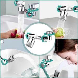 Nantala Faucet Extender,1080° Rotating Robotic Arm Water Faucet Extender, Universal Splash Filter Faucet with 2 Water Outlet Modes, Kitchen Sink Sprayer Attachment,3 Different Threads of 20/22/24mm