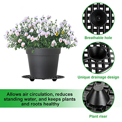 LISHINE 12 Pieces 12 Inch Plant Riser for Pots Indoor, Heavy Duty Plant Stands, Plant Level Pot Elevator for Indoor Outdoor Garden Flower, Patio & Deck Floor Protector