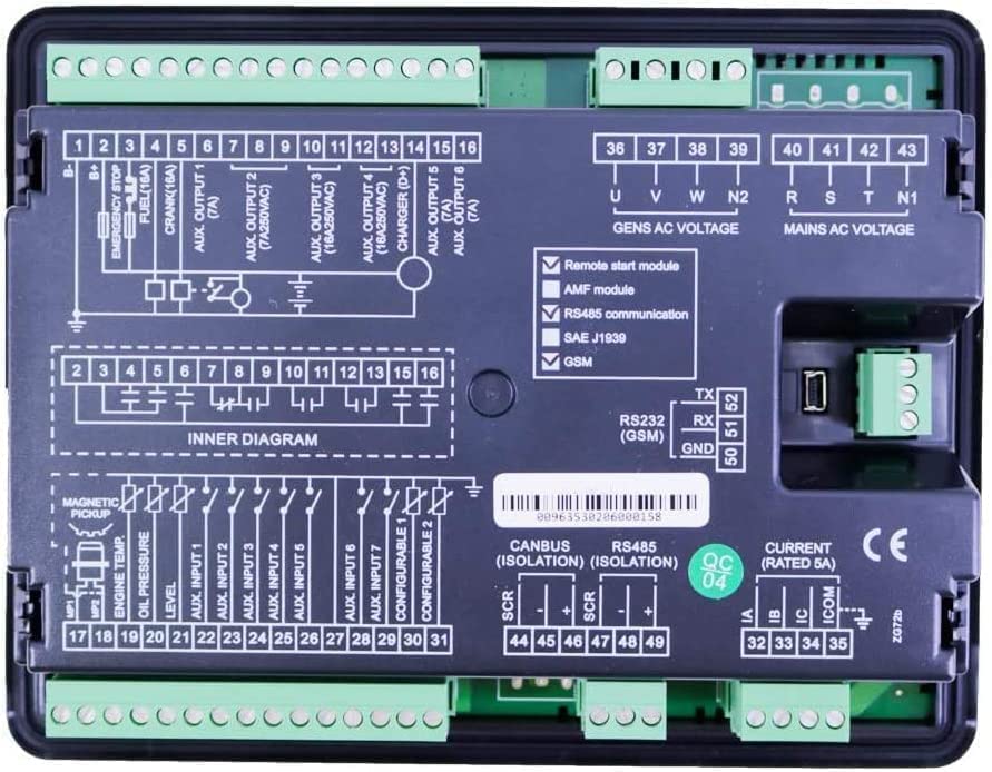 YFYIQI Generator Set Controller Automatic Start/Stop Genset Controller Auto Start Module with Waterproof Security Level IP55 Short Message Service Function Schedule Control