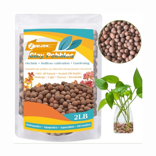 ZeeDix 2LB Expanded Clay Pebbles for Plants, 3QT 4mm-16mm Leca Balls Clay Aggregate Grow Media, Natural Organic Clay Pebbles for Hydroponic, Gardening, Orchids, Decoration, Aquaponics