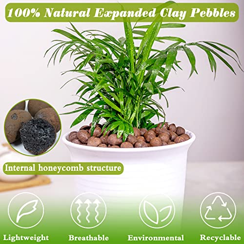 ZeeDix 2LB Expanded Clay Pebbles for Plants, 3QT 4mm-16mm Leca Balls Clay Aggregate Grow Media, Natural Organic Clay Pebbles for Hydroponic, Gardening, Orchids, Decoration, Aquaponics