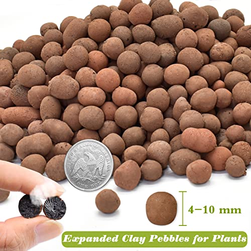 ZeeDix 2LB Expanded Clay Pebbles for Plants, 3QT 4mm-16mm Leca Balls Clay Aggregate Grow Media, Natural Organic Clay Pebbles for Hydroponic, Gardening, Orchids, Decoration, Aquaponics