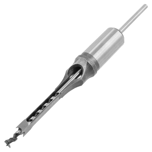 Kyuionty Square Hole Drill Bit, 1/4 Inch Woodworking Hole Saw Mortising Chisel Drill Bits, Hollow Mortise Chisel Spiral Drill Bits Tool