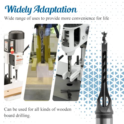 Kyuionty Square Hole Drill Bit, 1/4 Inch Woodworking Hole Saw Mortising Chisel Drill Bits, Hollow Mortise Chisel Spiral Drill Bits Tool