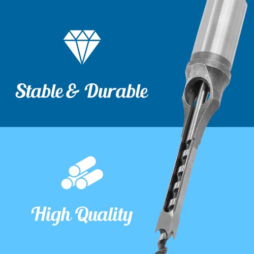 Kyuionty Square Hole Drill Bit, 1/4 Inch Woodworking Hole Saw Mortising Chisel Drill Bits, Hollow Mortise Chisel Spiral Drill Bits Tool