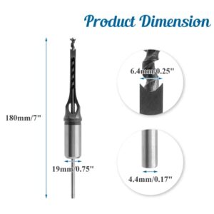 Kyuionty Square Hole Drill Bit, 1/4 Inch Woodworking Hole Saw Mortising Chisel Drill Bits, Hollow Mortise Chisel Spiral Drill Bits Tool