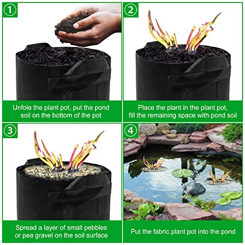 Lily Plant Pots for Pond, 6Pack Aquatic Pond Planter for Pond, Durable Breathe Reusable Fabric Plant Pots for Aquatic Plants, Potato, Carrot, Onion, Flower