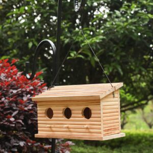 STARSWR Bird Houses for Outside,Outdoor Bird House Room for 3 Bird Families 3 Hole Bluebird Finch Cardinals Hanging Birdhouse