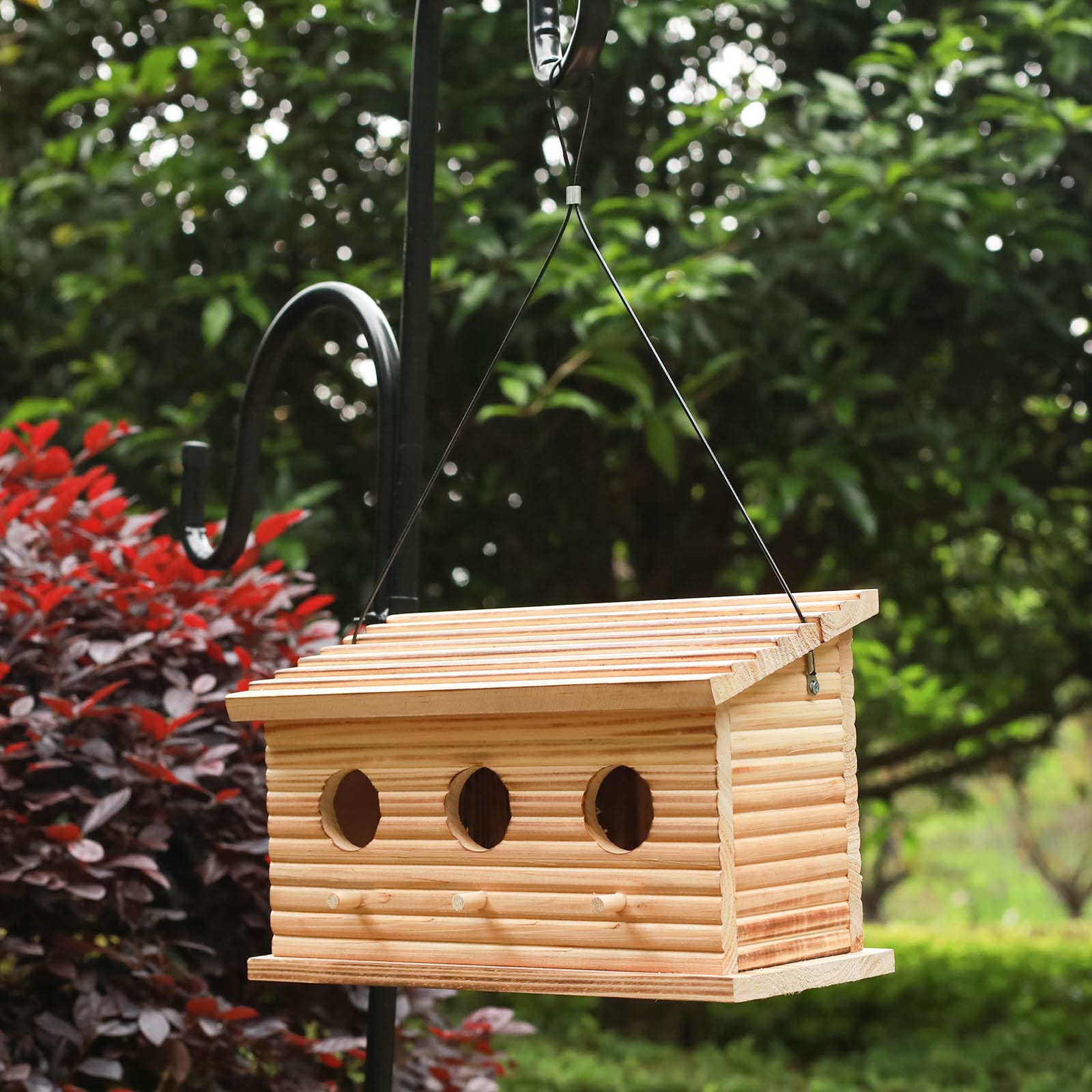 STARSWR Bird Houses for Outside,Outdoor Bird House Room for 3 Bird Families 3 Hole Bluebird Finch Cardinals Hanging Birdhouse