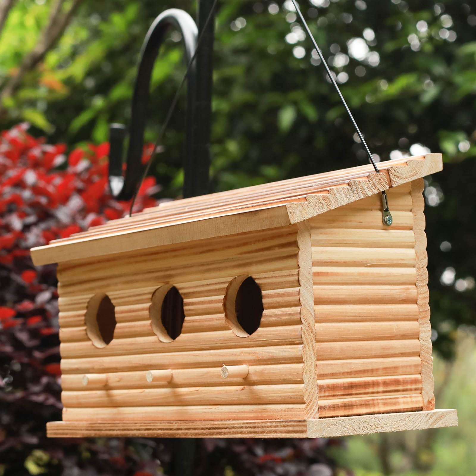 STARSWR Bird Houses for Outside,Outdoor Bird House Room for 3 Bird Families 3 Hole Bluebird Finch Cardinals Hanging Birdhouse