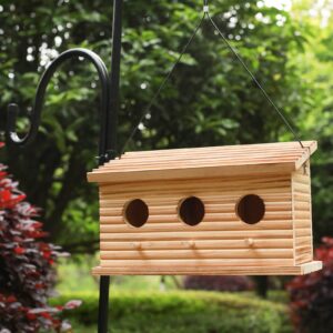 STARSWR Bird Houses for Outside,Outdoor Bird House Room for 3 Bird Families 3 Hole Bluebird Finch Cardinals Hanging Birdhouse