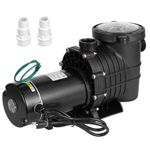 topdeep 1.5 hp pool pump inground, self primming pool pump above ground, single speed swimming pool pumps dual voltage with strainer basket & 2pcs 1-1/2npt connectors