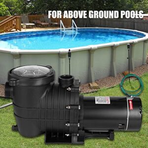 TOPDEEP 1.5 HP Pool Pump Inground, Self Primming pool pump above ground, Single Speed Swimming pool pumps Dual voltage with Strainer Basket & 2Pcs 1-1/2NPT Connectors