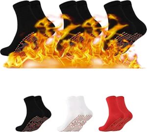 3 pair self-heating socks for men women, unisex therapy magnetic socks washable anti-freezing self heating socks insulated cold weather for outdoor hunting camping hiking (black)