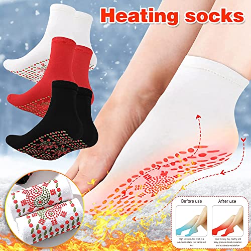 3 Pair Self-Heating Socks for Men Women, Unisex Therapy Magnetic Socks Washable Anti-Freezing Self Heating Socks Insulated Cold Weather for Outdoor Hunting Camping Hiking (Black)