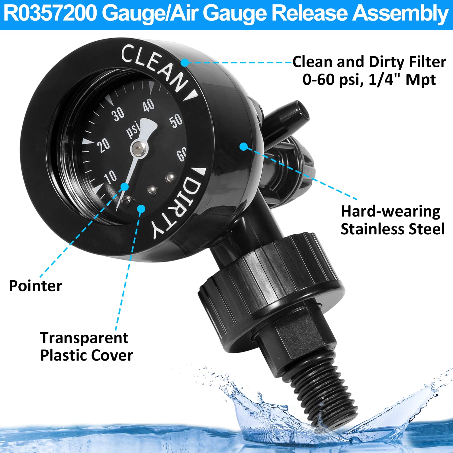 R0357200 Air Gauge Release Valve Assembly Replacement for Zodiac Jandy Pool and Spa Filters Compatible with CV & CL, DEV & DEL, JS Series