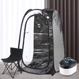 idotodo full body portable sauna set, full size steam saunas for home personal steam sauna personal home spa transparent one person sauna, remote control, 4l/1500w generator, upgraded foldable chair