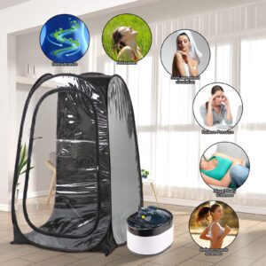 iDOTODO Full Body Portable Sauna Set, Full Size Steam Saunas for Home Personal Steam Sauna Personal Home Spa Transparent One Person Sauna, Remote Control, 4L/1500W Generator, Upgraded Foldable Chair