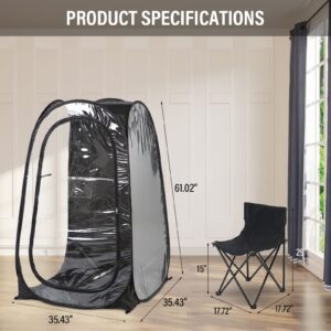 iDOTODO Full Body Portable Sauna Set, Full Size Steam Saunas for Home Personal Steam Sauna Personal Home Spa Transparent One Person Sauna, Remote Control, 4L/1500W Generator, Upgraded Foldable Chair