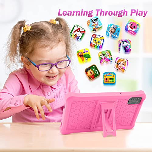 SANNUO Kids Tablet 7 inch Android 11, Pink, 32GB ROM, 2MP+5MP Dual Camera, Bluetooth, WiFi, Shockproof Case