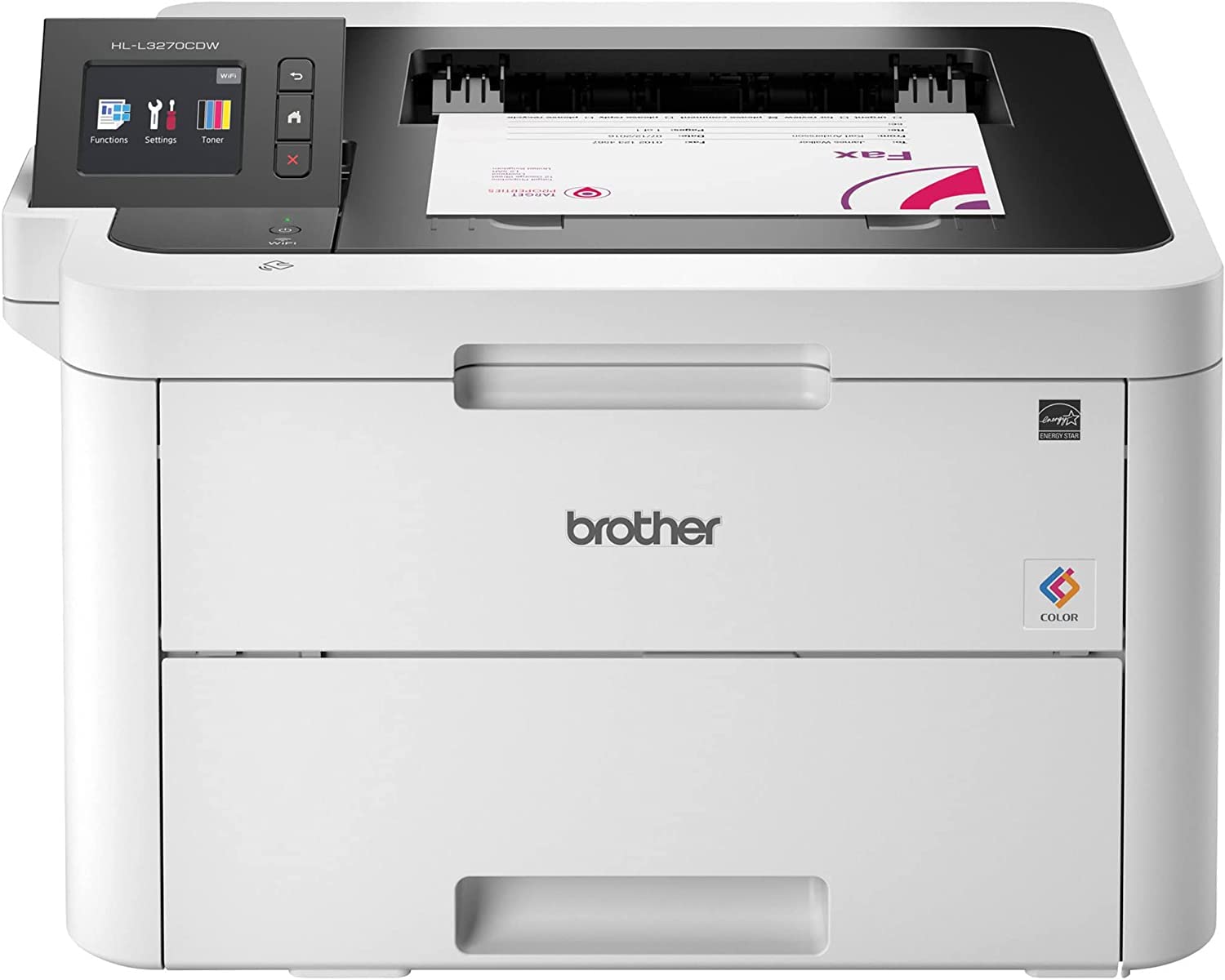 Brother Color HL-L3270CDW Compact Wireless Digital Laser Printer with NFC - Print Only - 2.7" Touchscreen, 25 ppm, 2400 x 600 dpi, Auto Duplex Printing, 250 Sheet, Ethernet, Tillsiy Printer Cable