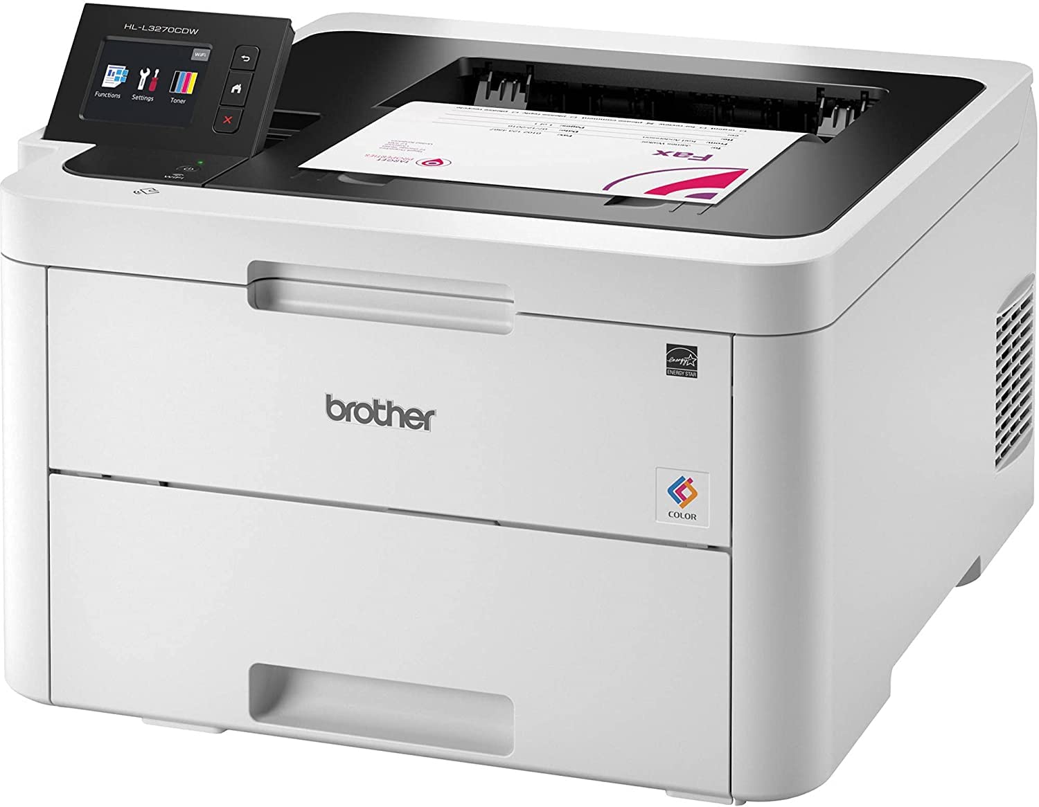 Brother Color HL-L3270CDW Compact Wireless Digital Laser Printer with NFC - Print Only - 2.7" Touchscreen, 25 ppm, 2400 x 600 dpi, Auto Duplex Printing, 250 Sheet, Ethernet, Tillsiy Printer Cable