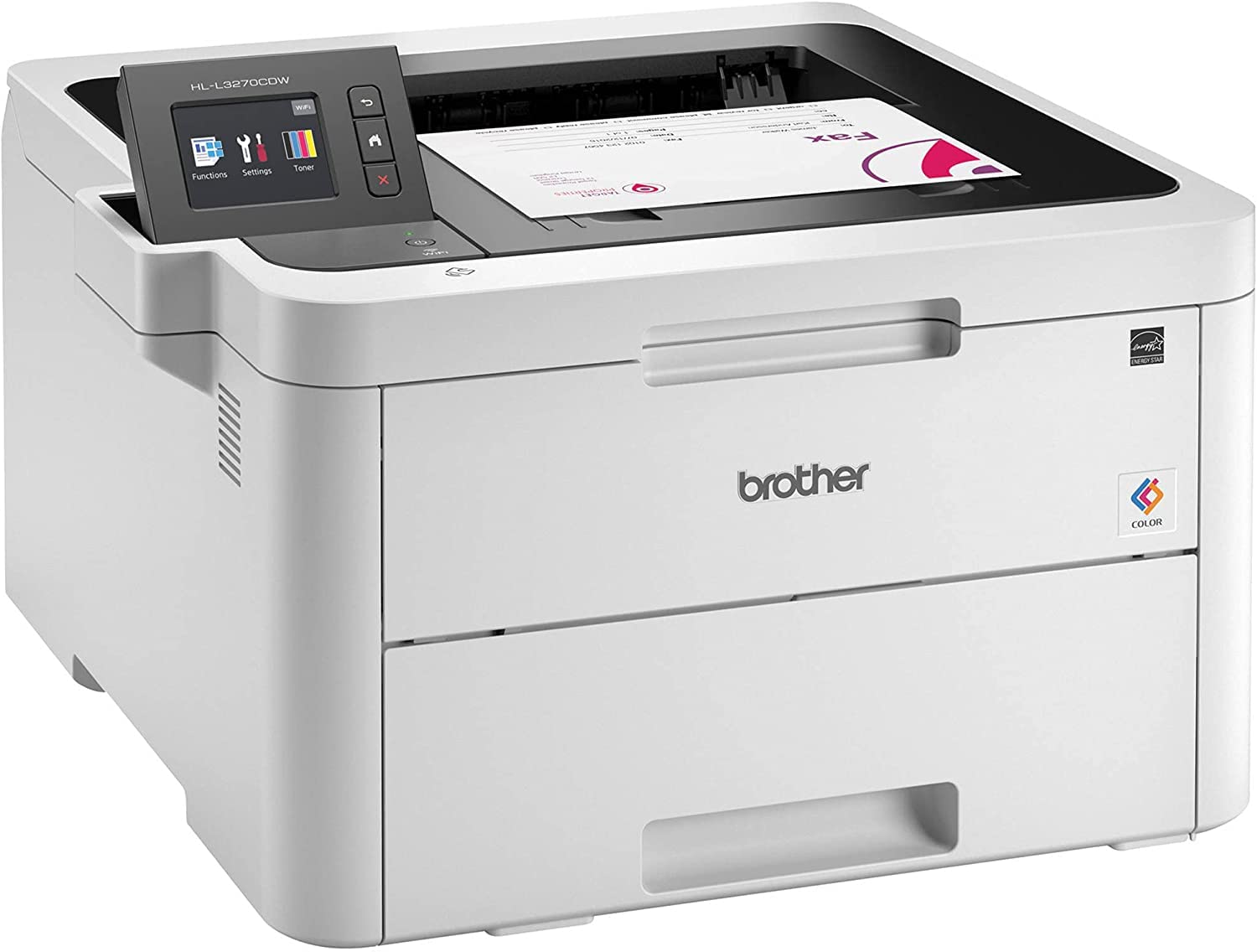 Brother Color HL-L3270CDW Compact Wireless Digital Laser Printer with NFC - Print Only - 2.7" Touchscreen, 25 ppm, 2400 x 600 dpi, Auto Duplex Printing, 250 Sheet, Ethernet, Tillsiy Printer Cable