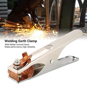 Welding Ground Clamp, 300A Heavy Duty Ground Clamp Electroplated Ground Clamp, Copper Welding Earth Clip for Manual Welder