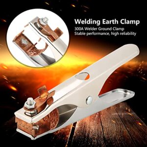 Welding Ground Clamp, 300A Heavy Duty Ground Clamp Electroplated Ground Clamp, Copper Welding Earth Clip for Manual Welder