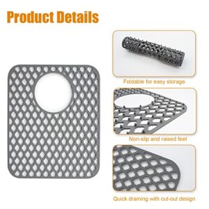 XIACIBDUS Silicone Sink Protector, Kitchen Sink Mats Grid Accessory, Non-slip Reusable Folding Safe Kitchen Details Grid for Bottom of Kitchen Sink (Grey,13.58 ''x 11.6 '')