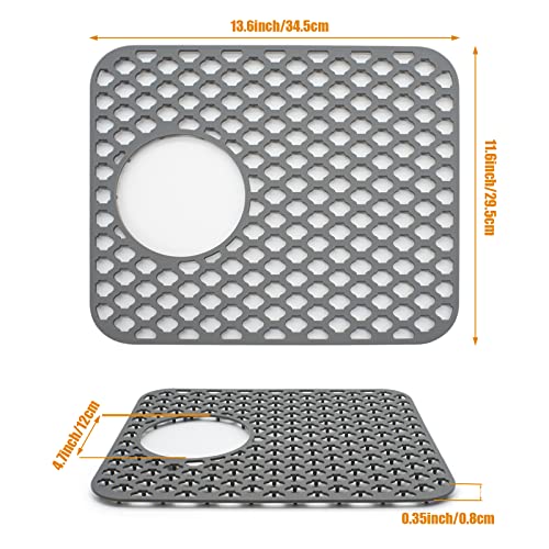 XIACIBDUS Silicone Sink Protector, Kitchen Sink Mats Grid Accessory, Non-slip Reusable Folding Safe Kitchen Details Grid for Bottom of Kitchen Sink (Grey,13.58 ''x 11.6 '')