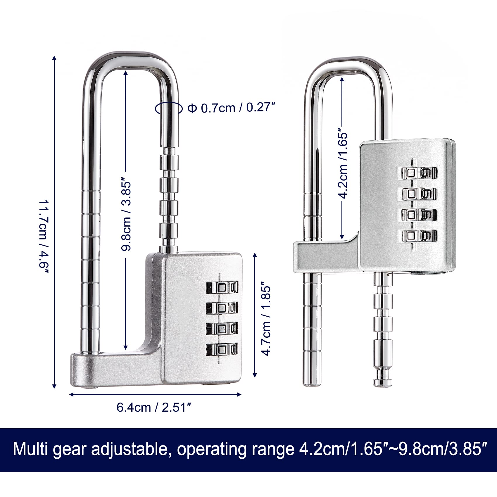 ZGSJ Cabinet Lock,Combination Padlock,Stainless Steel Gym Locker Lock Code Long Adjustable Shackle Lock for Outdoor, School, Gym, Sports lockers, Fences,