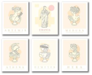 print a to z® | greek mythology wall art poster - unframed 8x10 inches set of 6 greek decor, greek mythology gifts, greek goddess decorations, poster prints, handmade poster prints, handmade wall art,