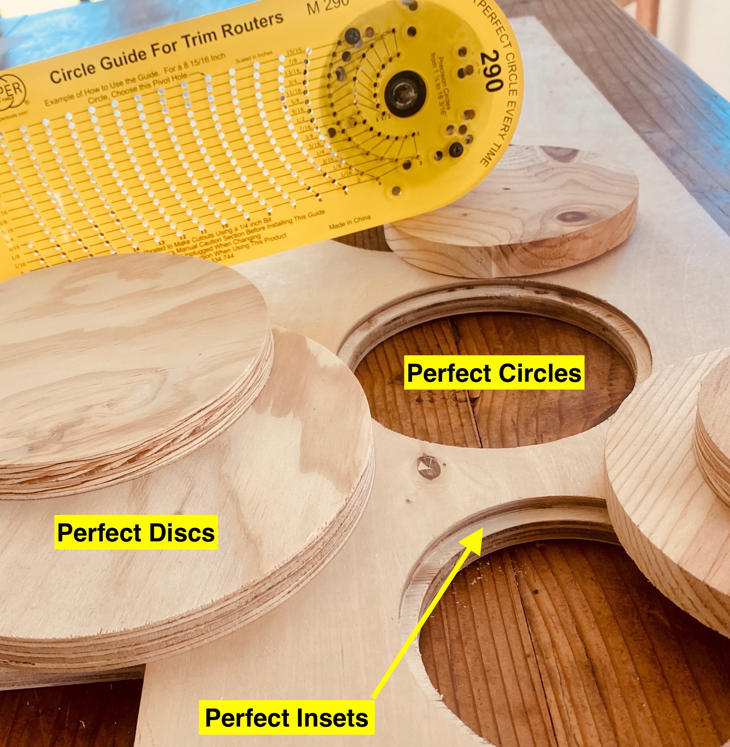 Jasper 290 Circle Cutter Router Jig - Router Circle Cutting Jig Cuts Perfect Circles from 1 1/2” to 18 3/16” D - Circle Guide Kit Fits Most Popular Trim Compact and Cordless Routers