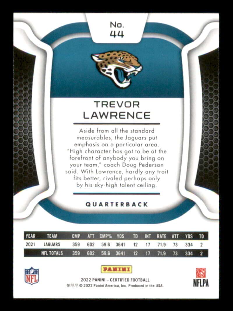 Football NFL 2022 Panini Certified #44 Trevor Lawrence NM Near Mint Jaguars