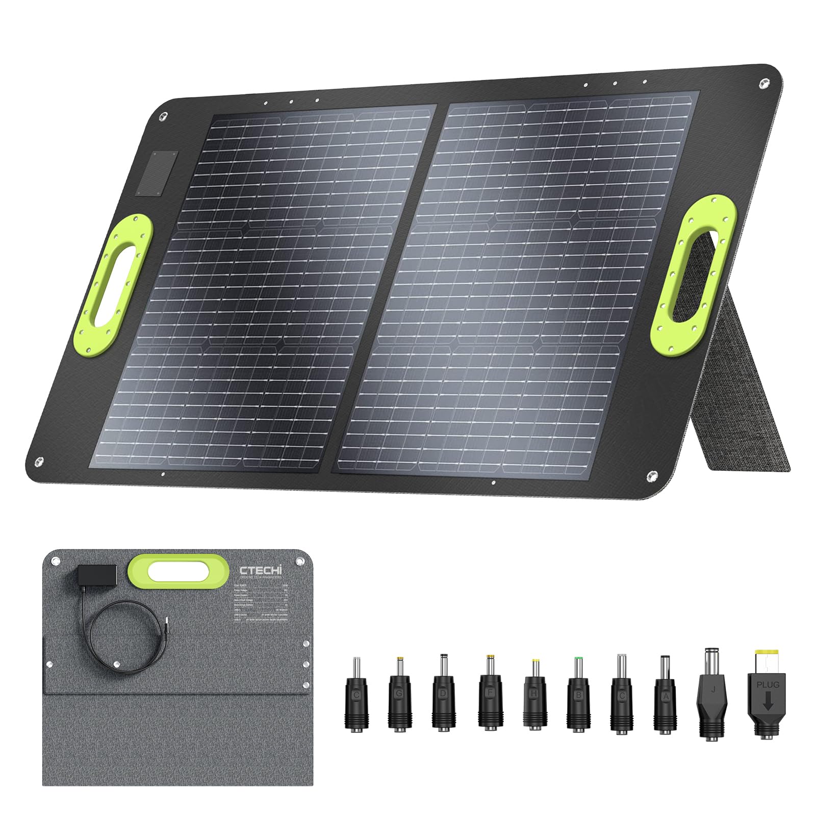 CTECHi 60W Foldable Solar Panel, Portable Solar Charger Kit, IP67 Waterproof for Portable Power Station Generator, Off-Grid Power, Outdoor Camping Van RV Trip and Emergency