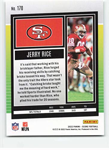 2022 Score #170 Jerry Rice NM-MT San Francisco 49ers Football