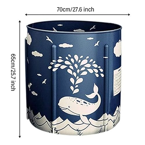 MKSY Portable Folding Bathtub, Eco-Friendly Bathing Tub Soaking Standing Bath Tub for Small Places Shower Stall Separate Family Bathroom SPA (Blue Whale)