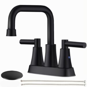 matte black bathroom faucet 3 hole arrisea 4 inch centerset faucet for bathroom sink, black bathroom sink faucet 3 hole with pop up drain, bf068-1-mb