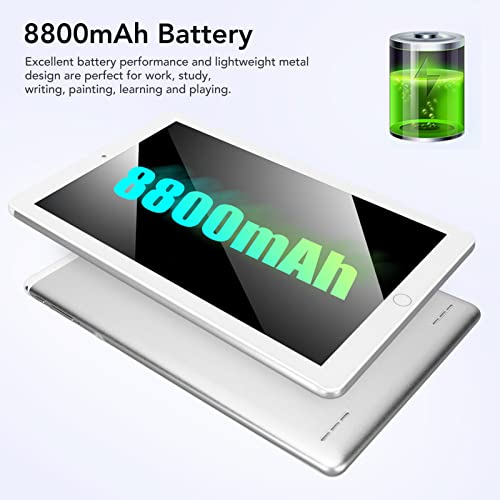 HD Tablet, 6GB RAM 128GB ROM 13MP Camera 100240V 8800mAh Battery Silver Home Tablet (US Plug)