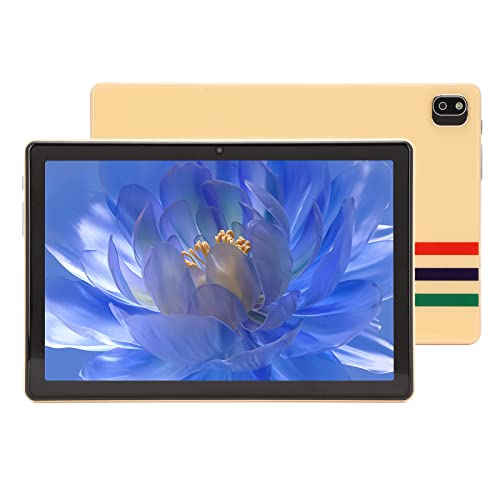 Tablet PC, 1960x1080 IPS Tablet 100240V 6G RAM 128G ROM for Home Travel (Yellow)